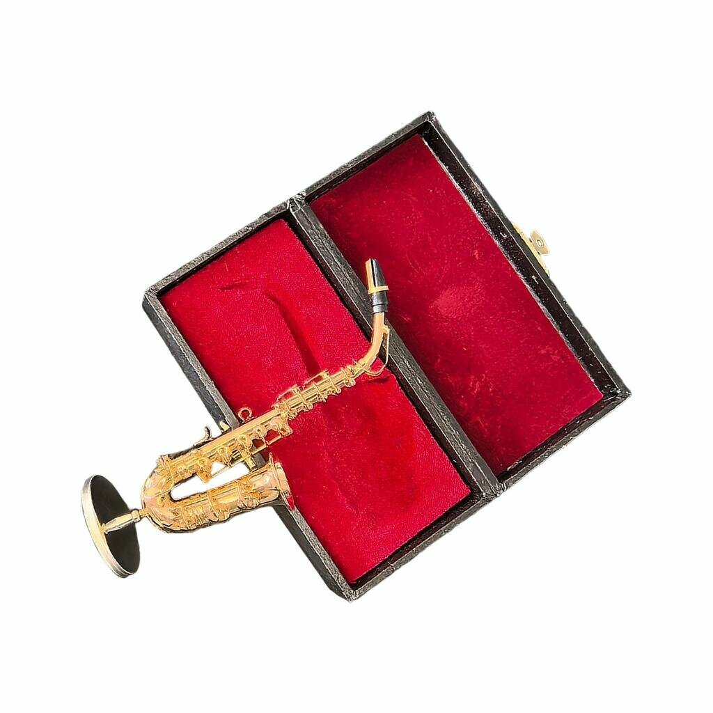 Миниатюрный альт-саксофон из латуни, золочёный, 14cm