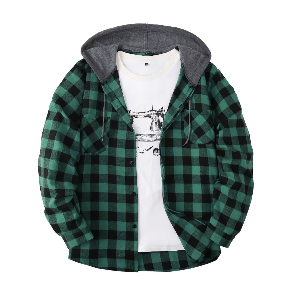 Мужская толстовка в Нью-Йоркскую клетку-Зеленый-M
