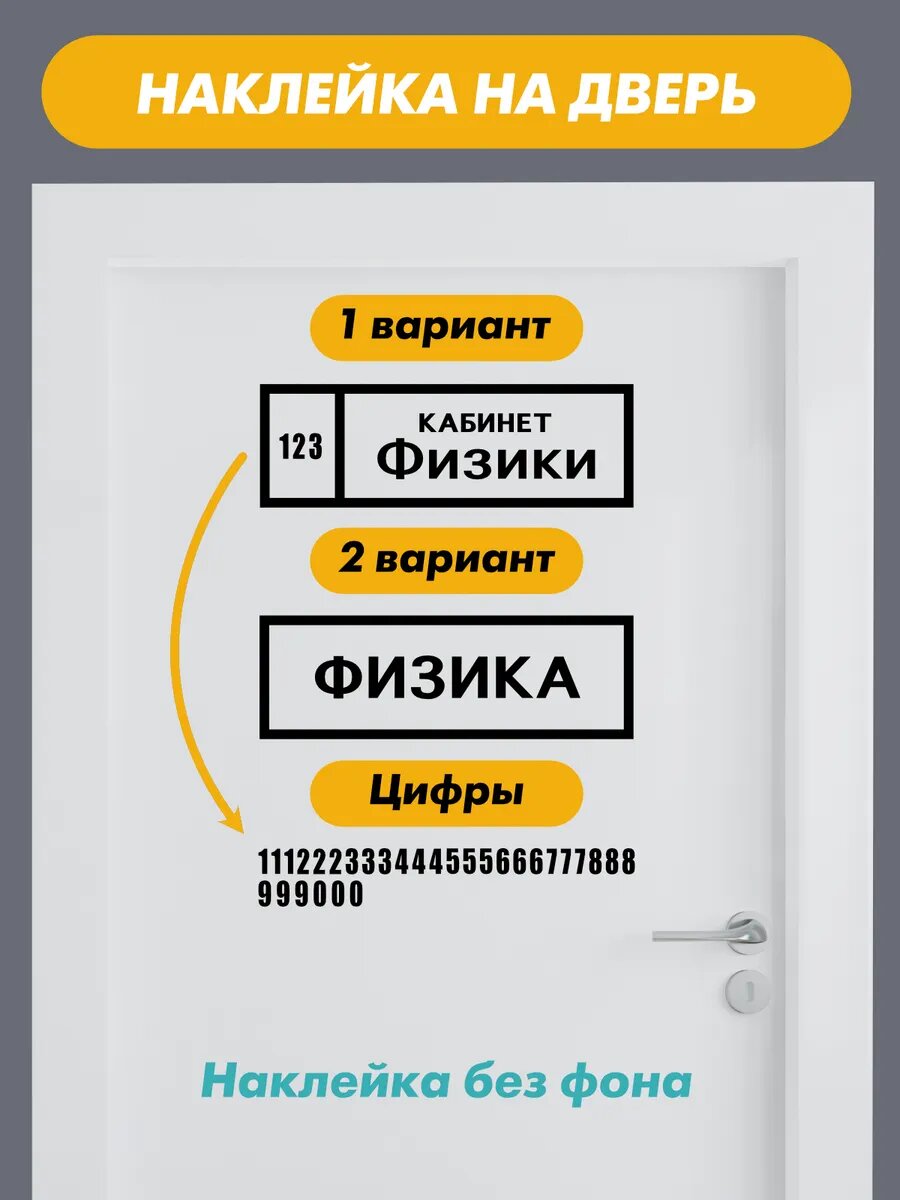 Наклейка 'Кабинет физики' (Наклейка в виде таблички на дверь с надписью)