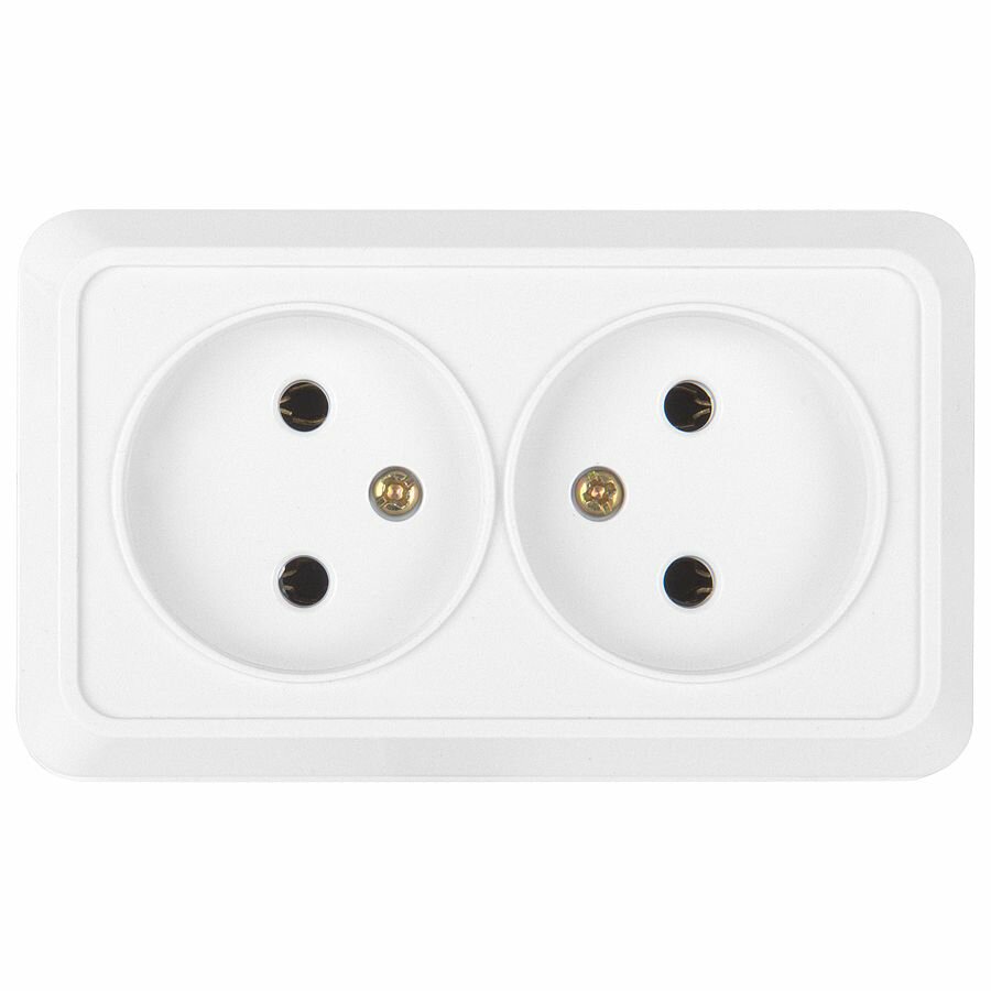 Розетка двойная накладная IP20 10А 250В (керамика), белая