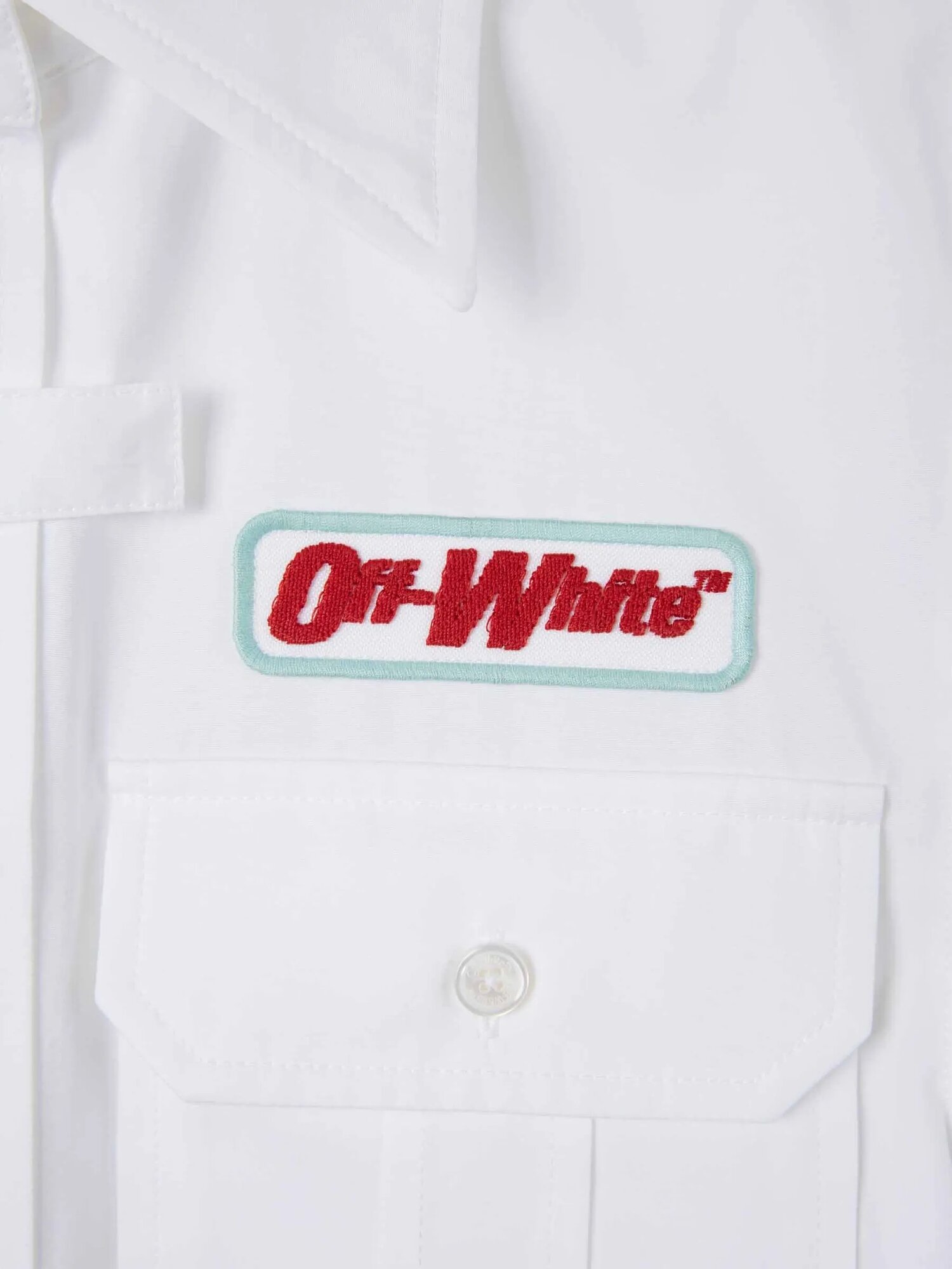 Рубашка Off-White Logo-patch shirt, размер 44, бежевый/белый — фото 1