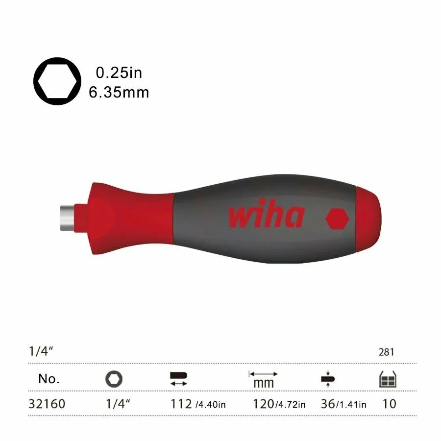 WIHA, магнитный держатель для дрели, нескользящая рукоятка для отвертки, NO.32160