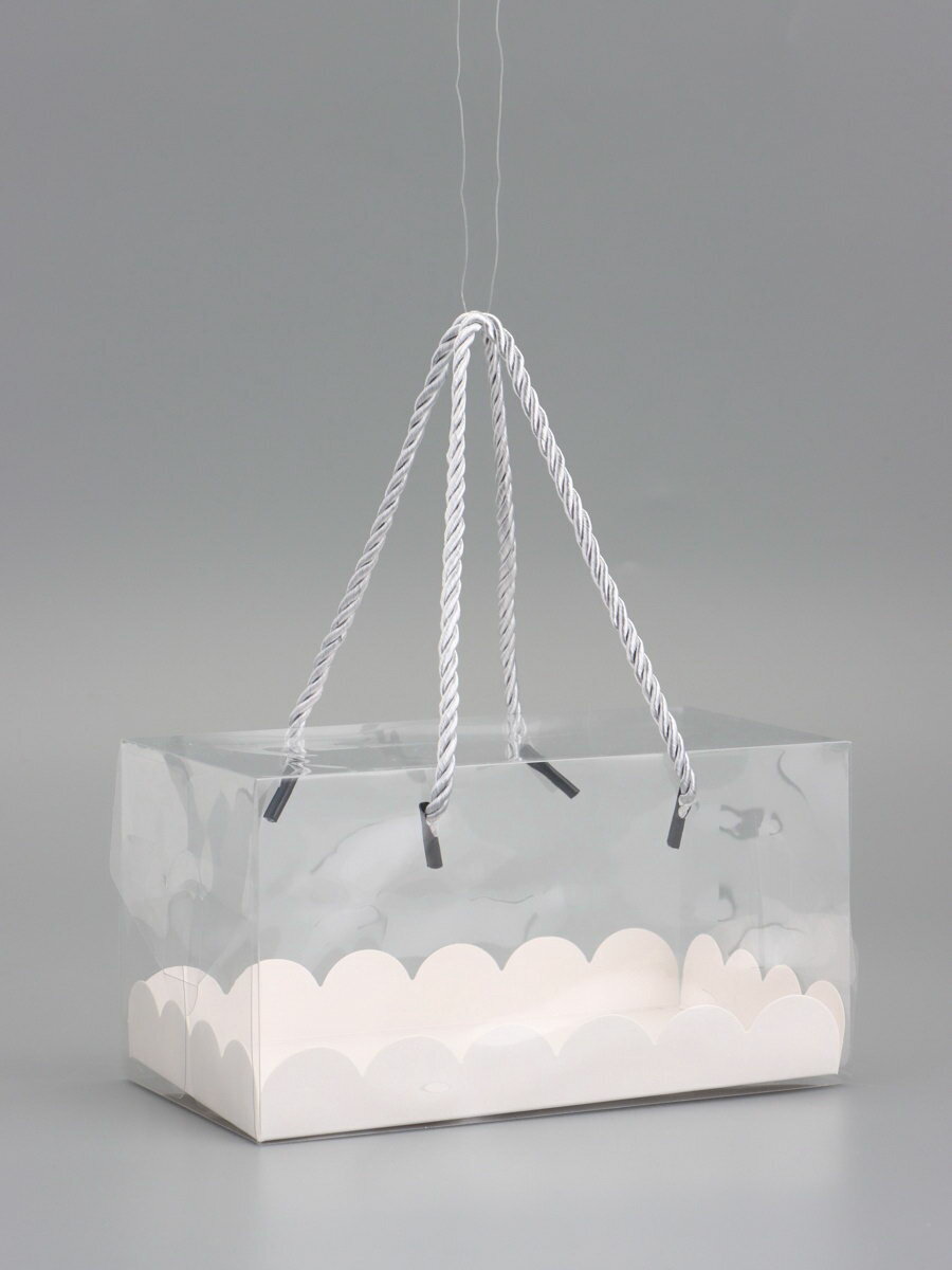 Кондитерская коробка под рулет, белая, с ручками, 18.5x10x10 см