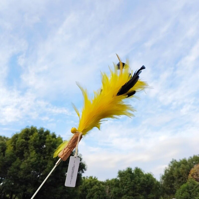 Игрушка для кошек, экстра длинная палка с перьями фазана/страуса, дразнилка с колокольчиком, игрушка для кошек, оптовая продажа от производителя