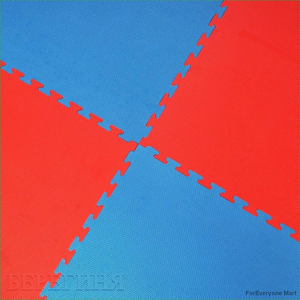 Будо мат татами 100 x 100 см, толщина 2,5 см, красно-синий, Премиум качество