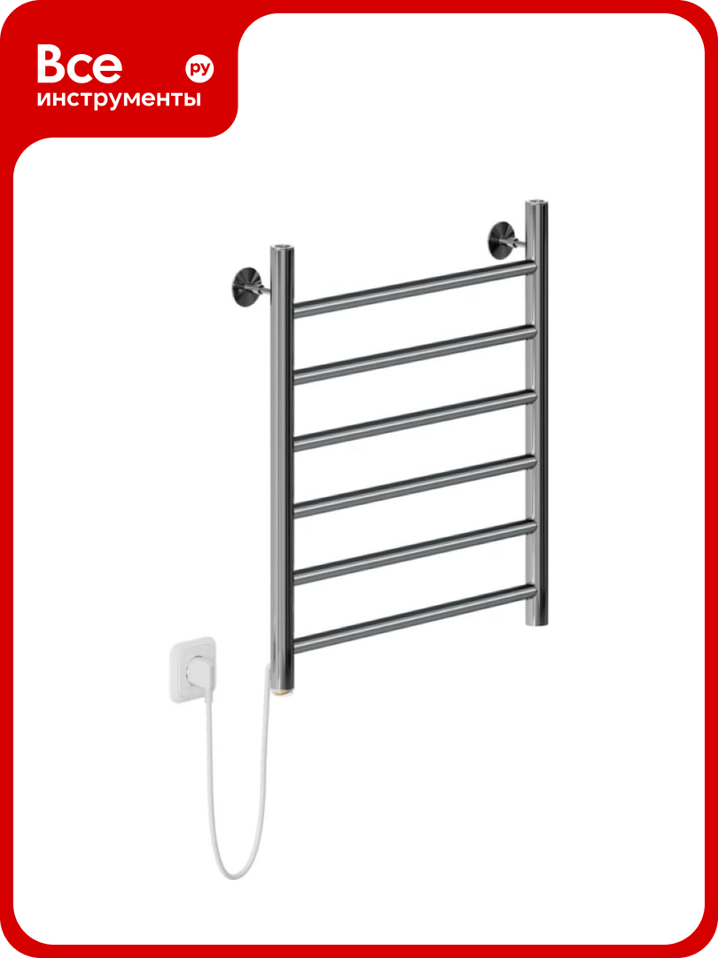 Полотенцесушитель MIXLINE VEGA 60x50 кноп выключатель, 255 Вт, 6 перекладин, левый электрический_ 556365