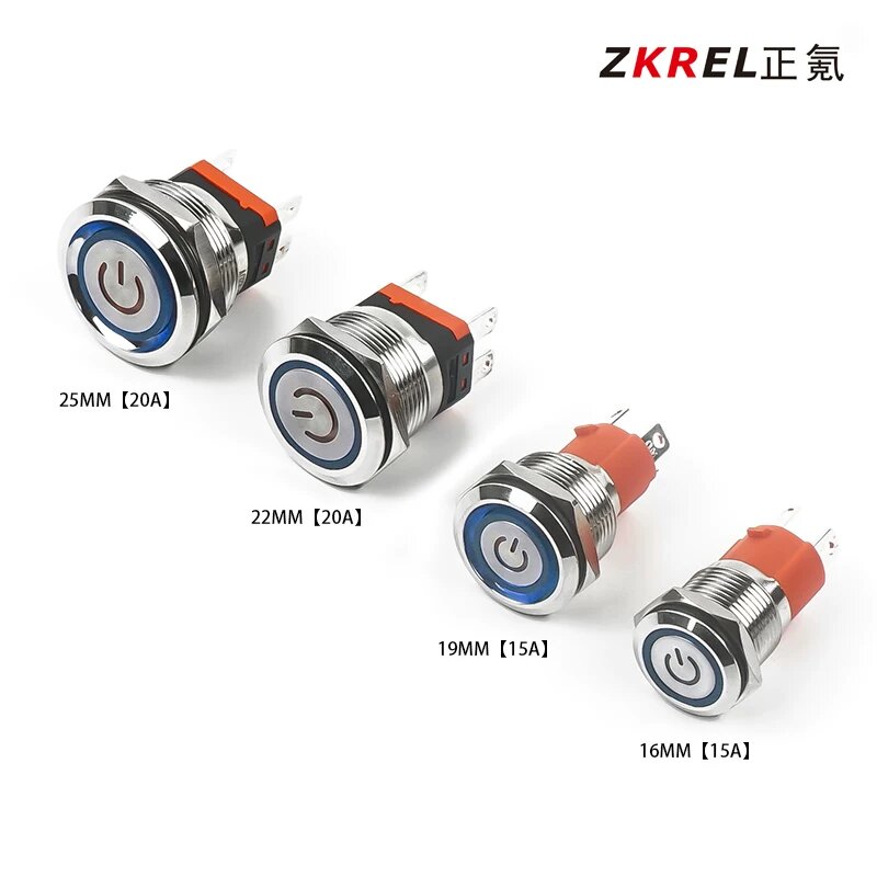 Металлический кнопочный переключатель, высокий ток, водонепроницаемый, самоблокирующийся, 12/16/22 мм, кнопка сброса питания, модифицированная, высокая мощность 20