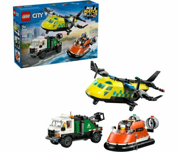Конструктор LEGO City 60505 Ремикс самолёта, грузовика и судна на воздушной подушке (Lego 60505)