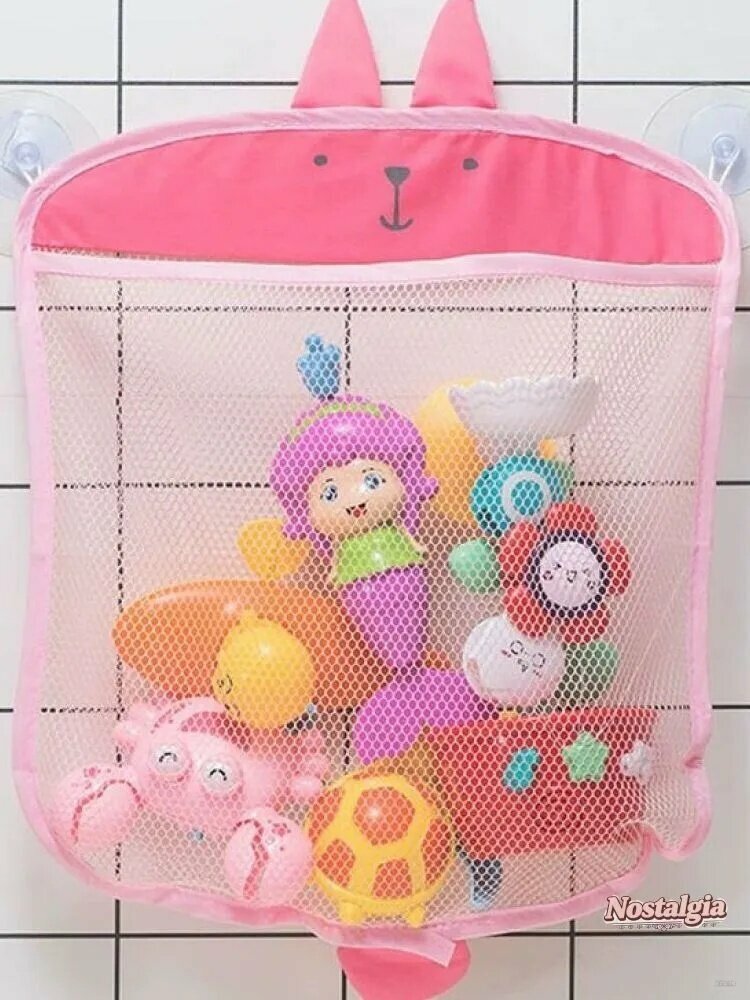 Сетка для хранения игрушек в ванной на присосках (розовый)