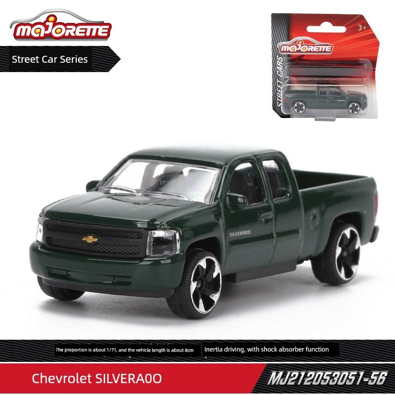 Модель автомобиля Chevrolet Silverado в масштабе 1:56, зеленый цвет, подлинная металлическая миниатюра