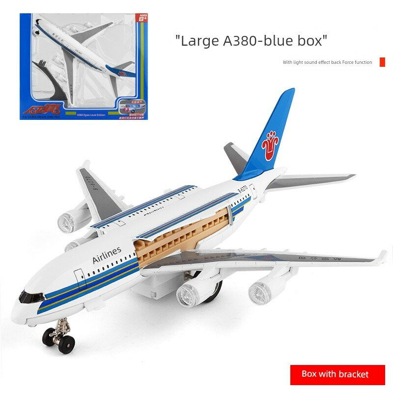 Улучшенная большая модель самолета A380 из металла с подставкой и открывающимся кабиной (94 characters)