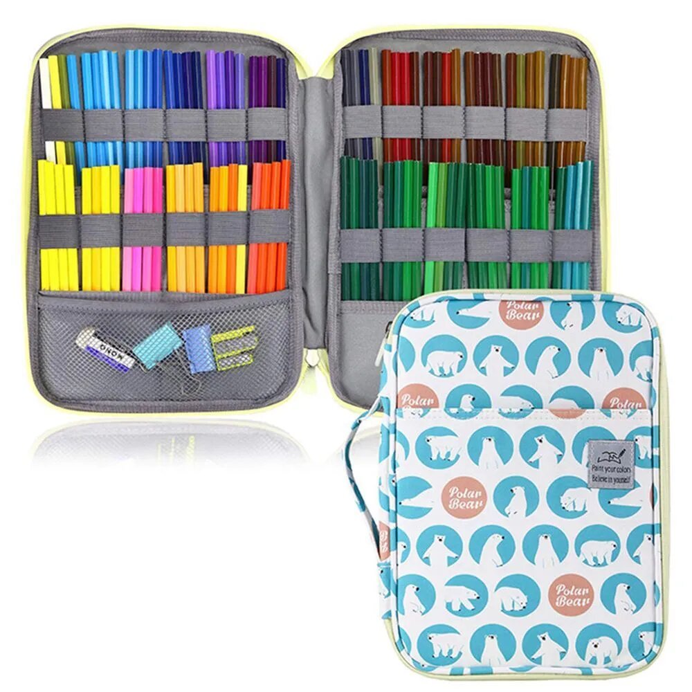 Эстетический школьный пенал DIANNY с 96 слотами для девочек Сумка-органайзер для канцелярских принадлежностей с 1-слойной молнией пеналы