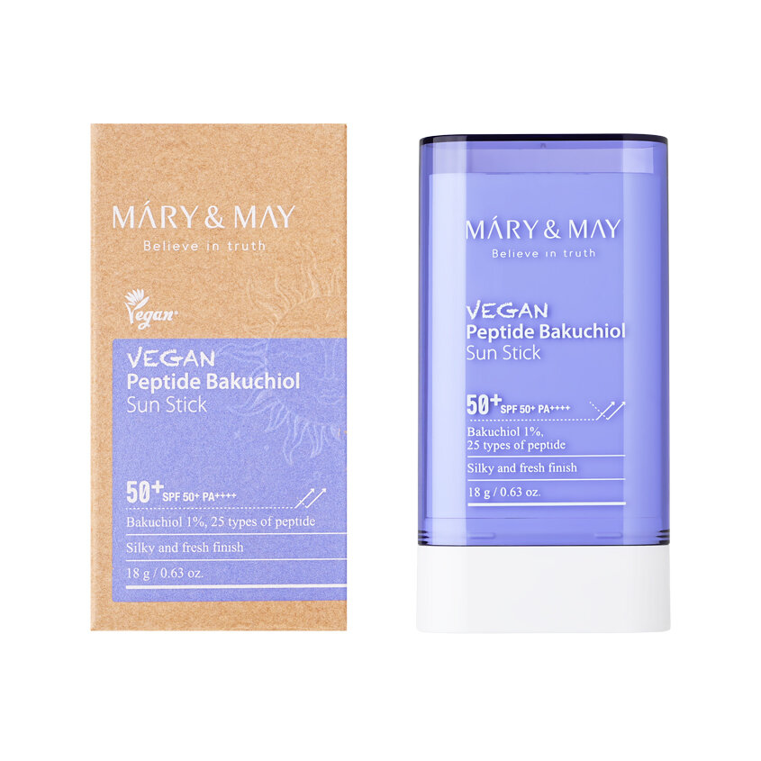 Стик для лица MARY&MAY солнцезащитный с бакучиолом и пептидами SPF50+ PA++++ 18 г