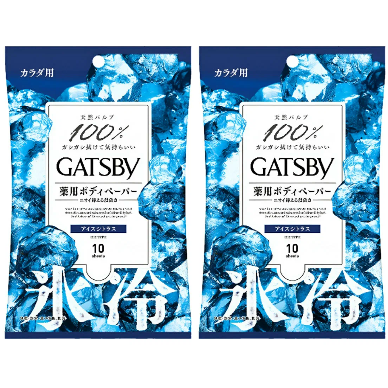 Мужской дезодорант-антиперспирант Mandom в форме салфеток, Gatsby Body Wipes Deodorant Ice-Type, 10 шт, 2уп