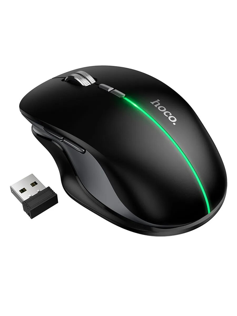 Мышь Hoco GM40, беспроводная USB+Bluetooth, с аккумулятором, цвет черный / мышка портативная