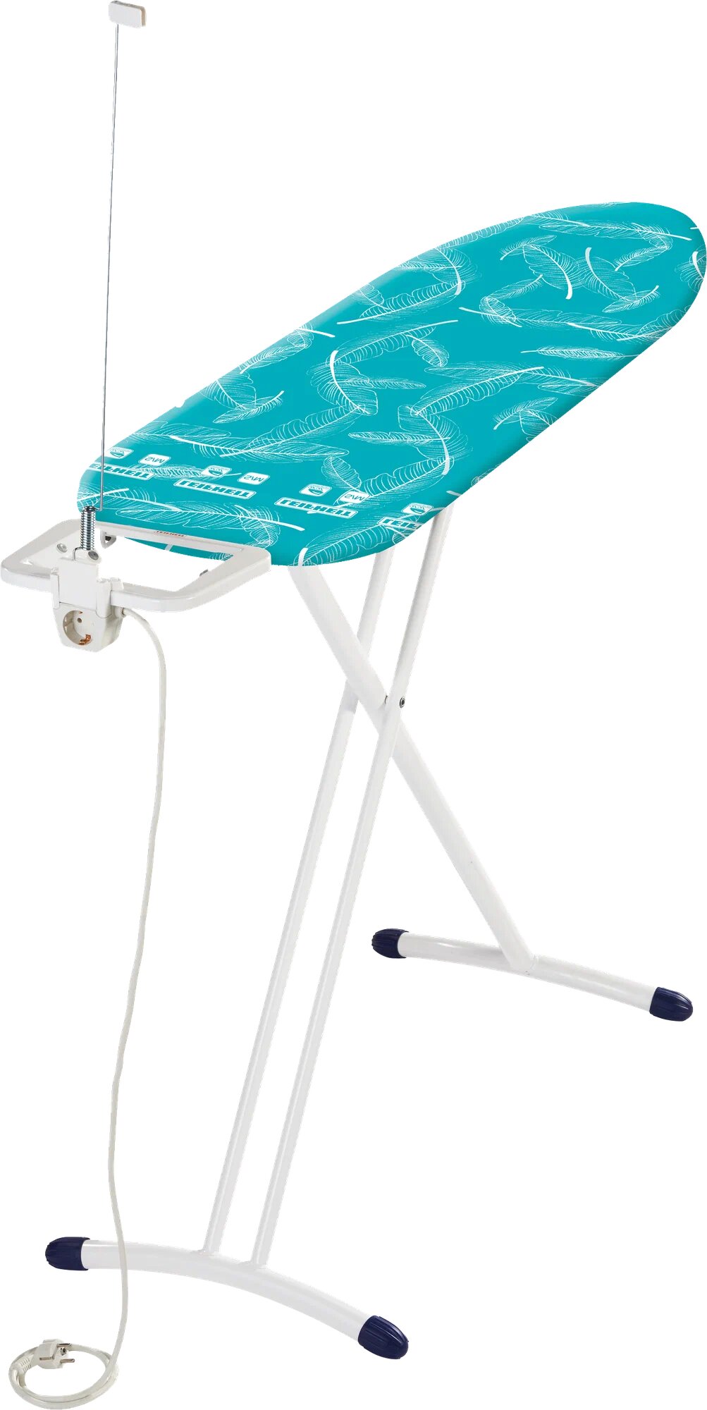 Доска гладильная Leifheit AirBoard M Solid Plus 72564, 120х38 см, подставка для утюга с евророзеткой, белый/синий