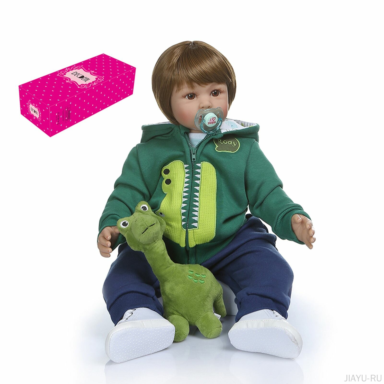 24-дюймовая силиконовая кукла-ребенок с эффектом повторного рождения, зеленое пальто
