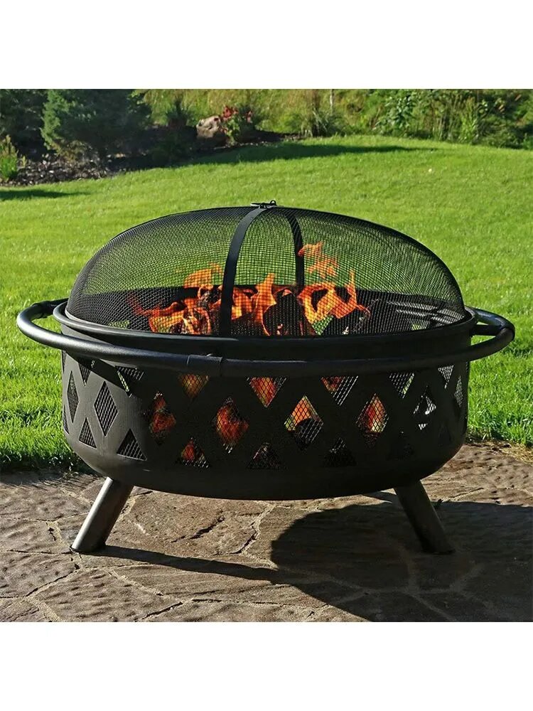 Костровая чаша, Круглый гриль для барбекю, домашний внутренний и наружный обогрев и жарка на огне, может сжигать дрова