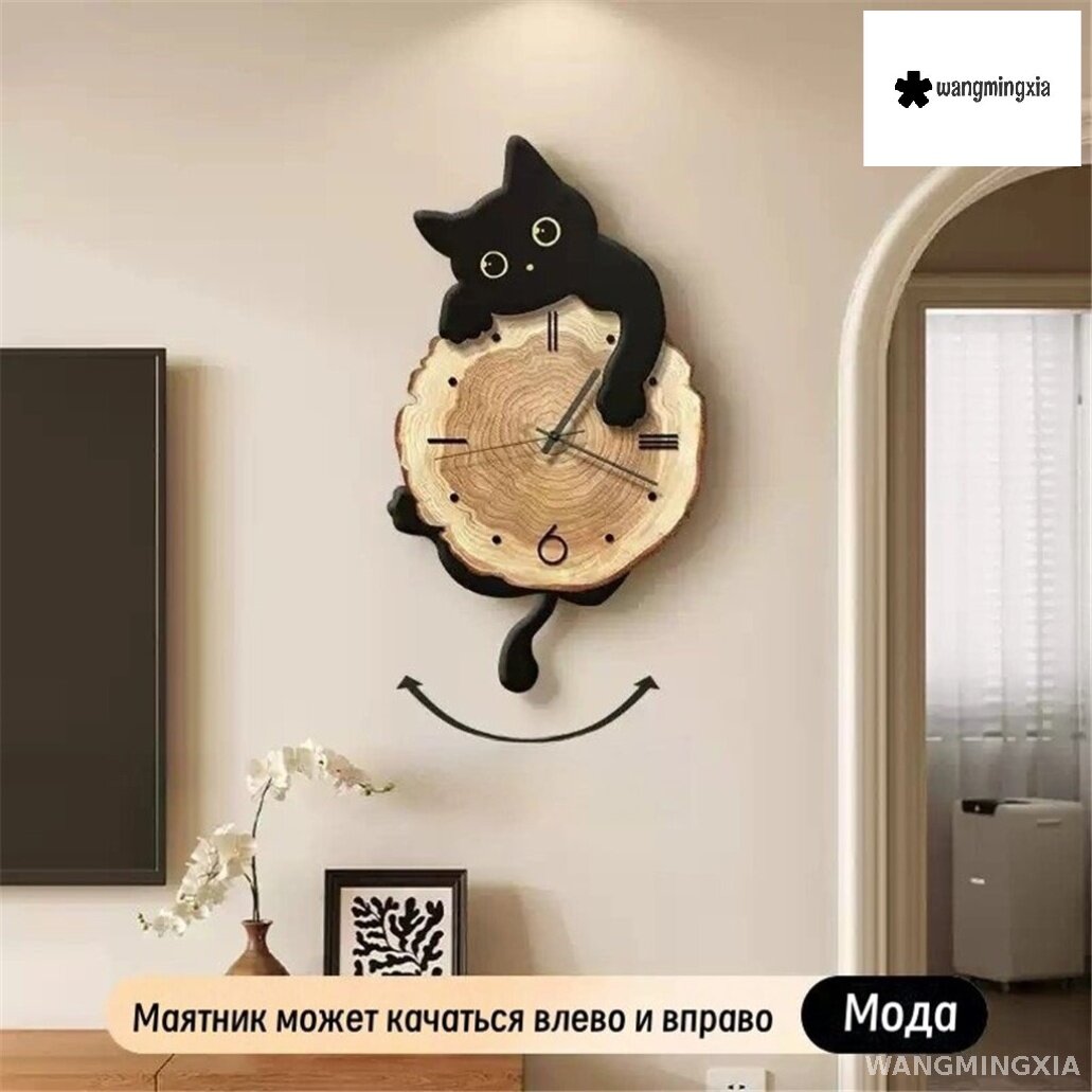 Эксклюзивные круглые настенные часы CAT 50х28 см в черном цвете с бесшумным механизмом