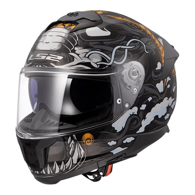 Шлем FF808 STREAM 2 DRAGONTIGER чёрно-серый M