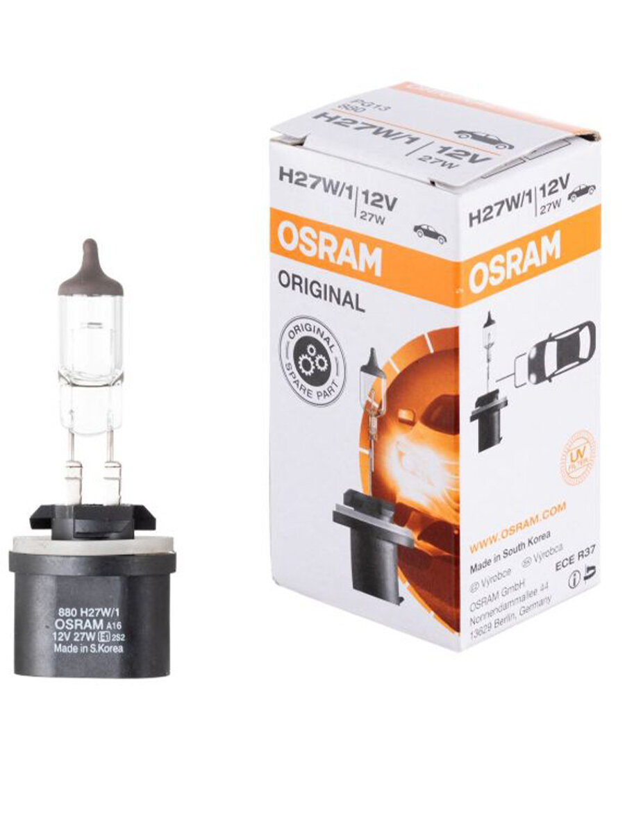 Лампа галогеновая головного света H27W/1 PG13 Original 12V 27W картон 1шт OSRAM 880