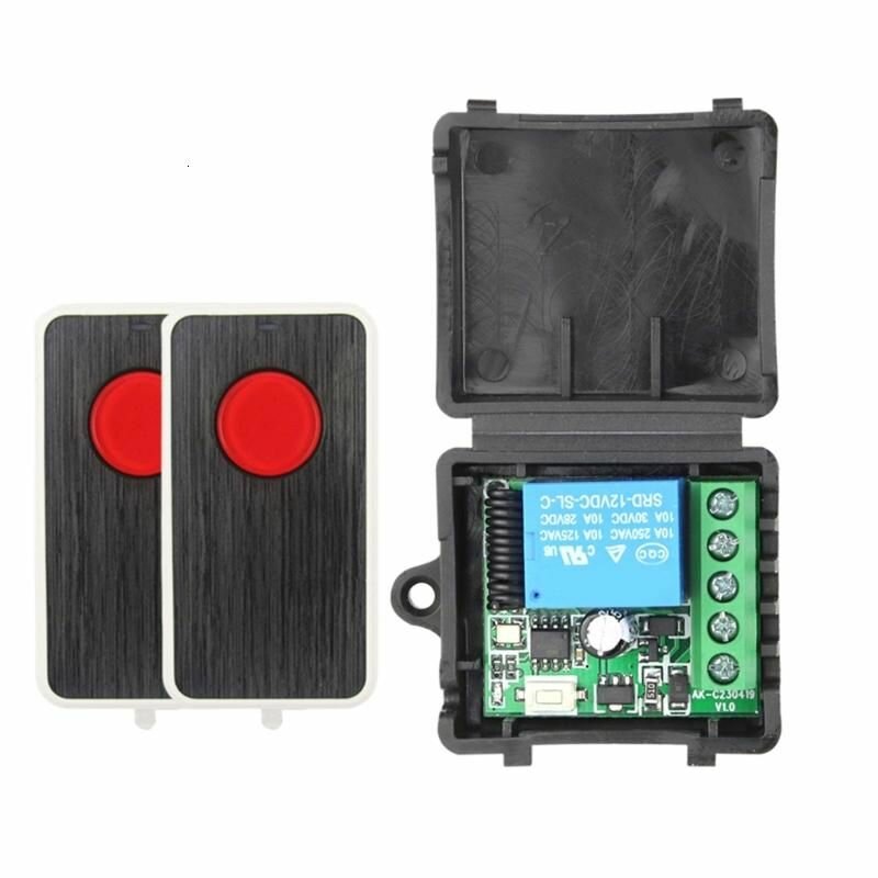 433MHz DC12V 10A 1 канал 1Ch беспроводные реле RF дистанционного управления переключатели, Черный - 2 пульта дистанционного управления