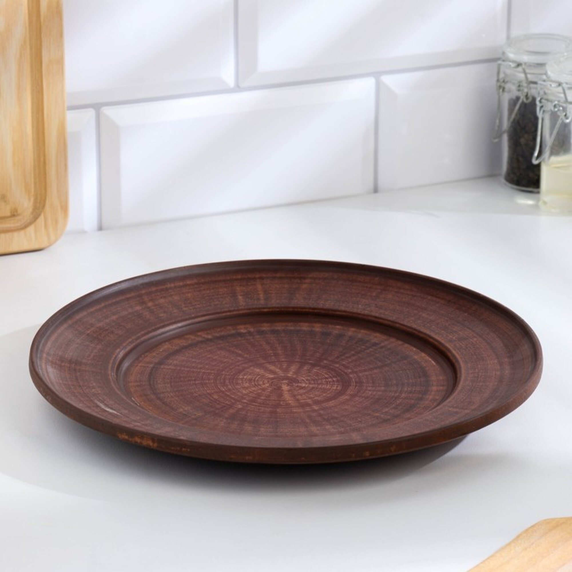 Тарелка деревянная «Гладкий», круглая 2,5х25х25 см, цвет коричневый
