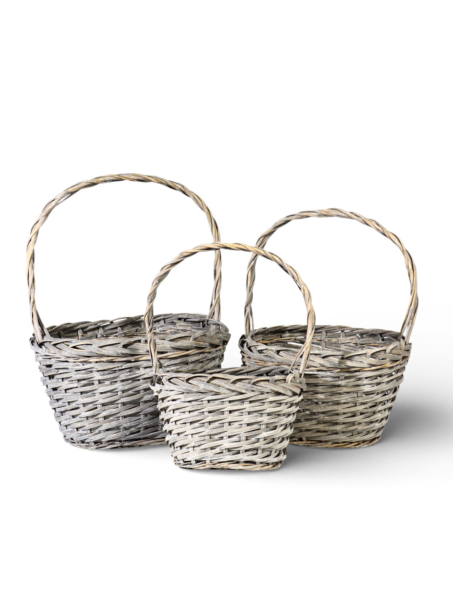 Набор корзин, 3 шт, 40×31×19/52 см, 33×25×17/47 см, 29×22×15/42 см, ива 4157386