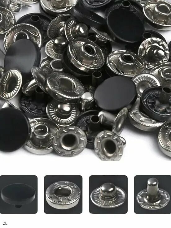 Кнопки альфа, 15мм, 10шт, черный, матовый