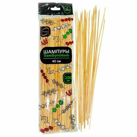 5 шт. Шпажки-шампуры для шашлыка бамбуковые 40 см, 100 штук, КП, 140639