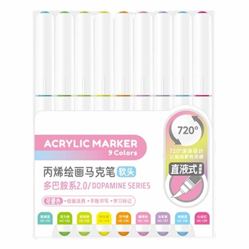 Акриловая краска в маркерах, 9 цветов, - 13