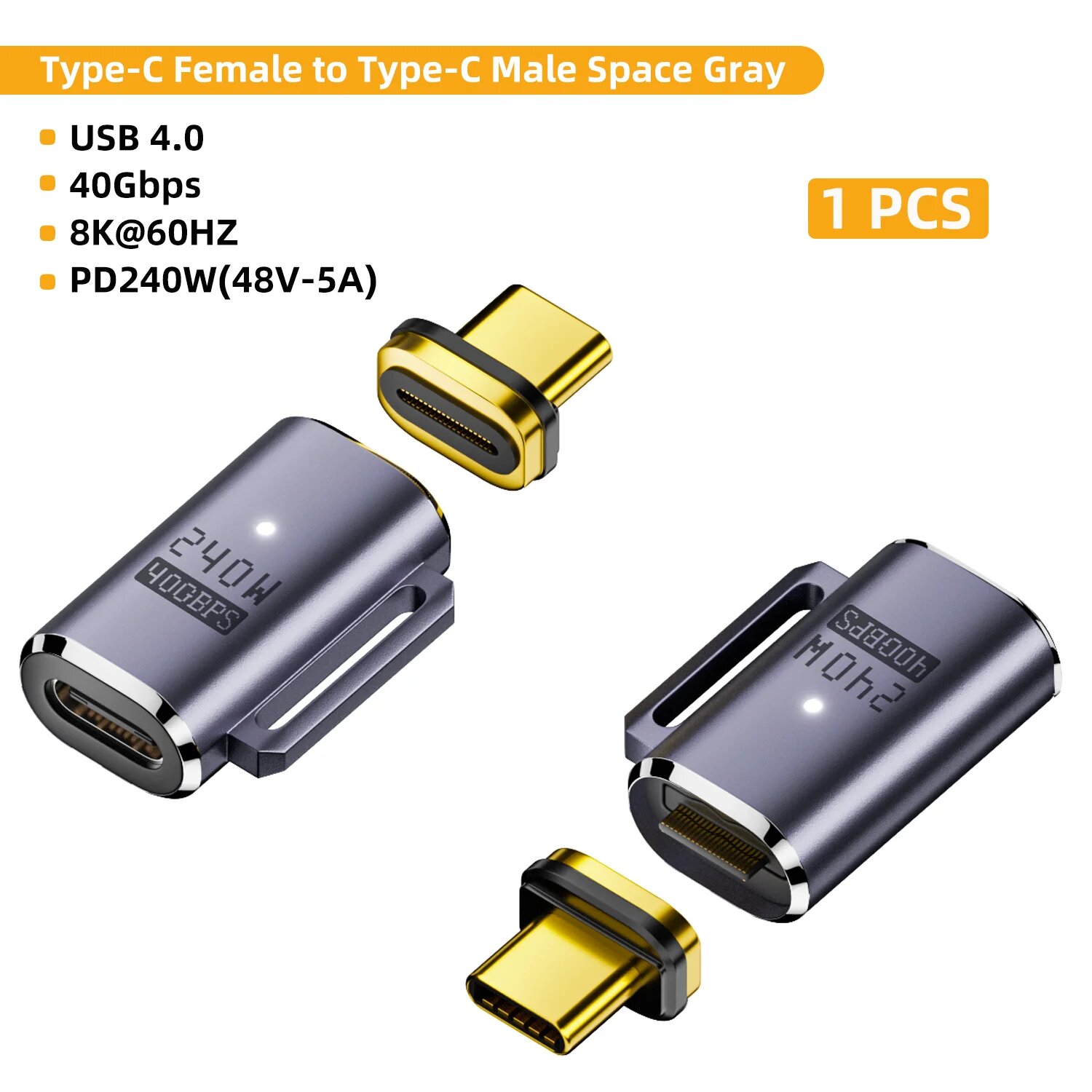 Магнитный Адаптер USB4.0 Thunderbolt3/4 USB-C На Type-C 240 Вт 40 Гбит/с С Кабелем Для Быстрой Зарядки И Конвертером Для 8K П.