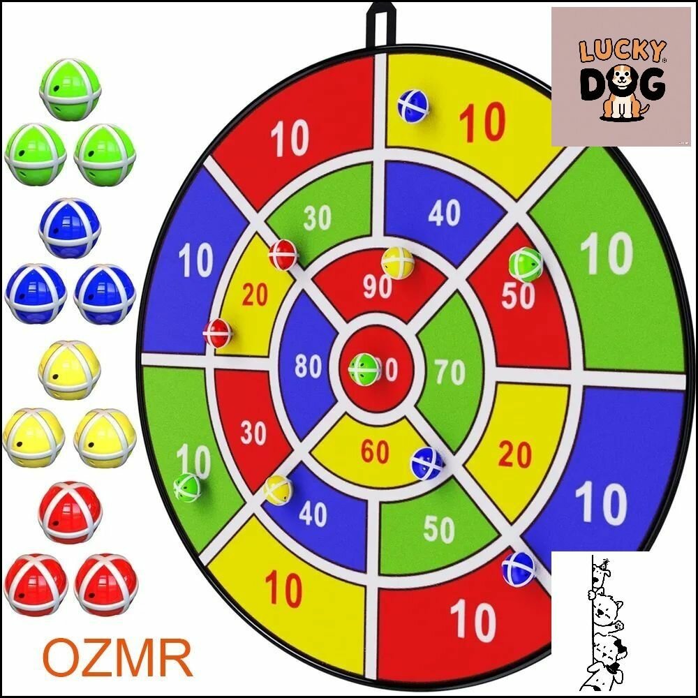 Дартс детский с мячиками 8 шт на липучках и крючком