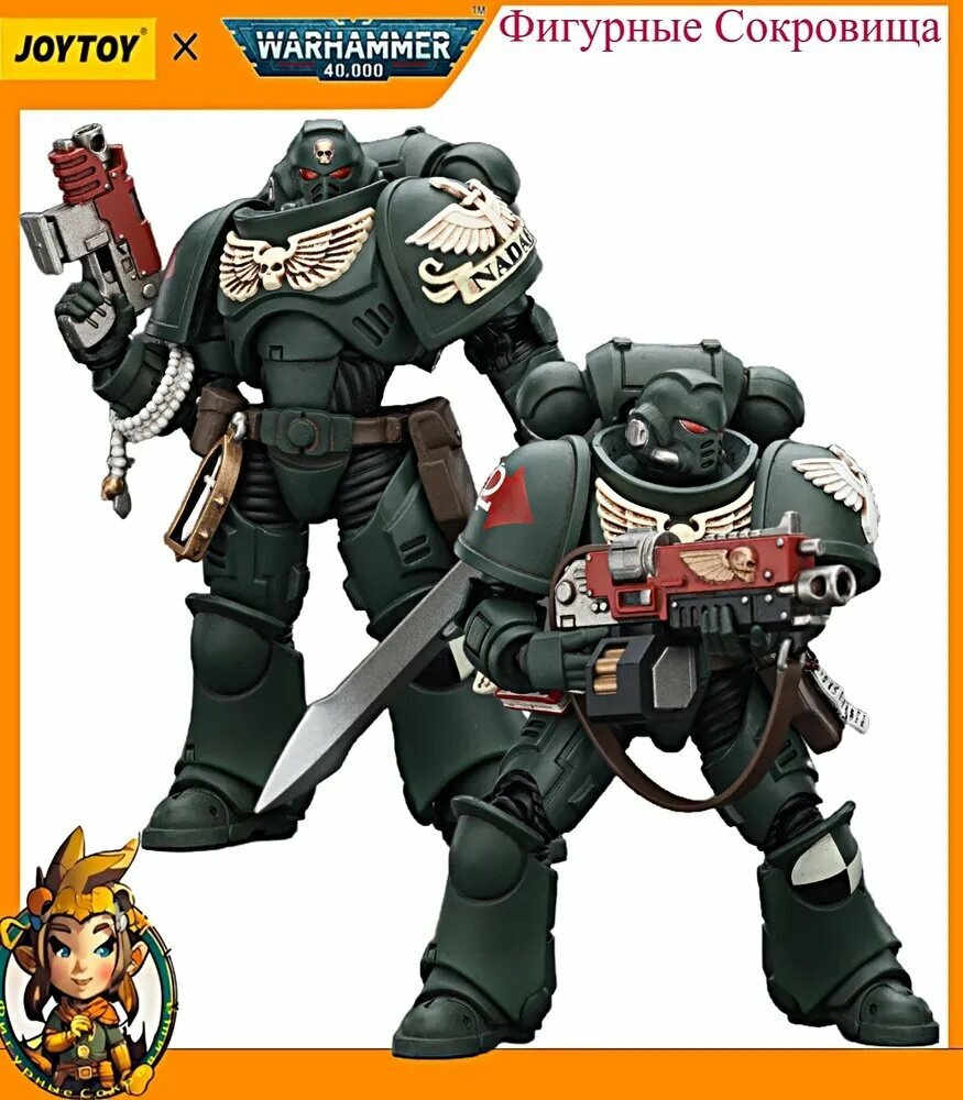 Аниме фигурки Dark Angels Intercessors Brother Nadael and Brother Asharr 2PCS JOYTOY Warhammer 40000 1/18 Подарочная модель