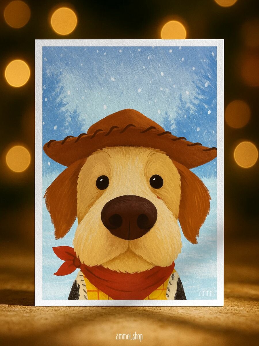 Авторская открытка Am.moi Бигль Ретривер Вуди 14,8 10,5 см (А6) с конвертом, фотобумага 300 г/м