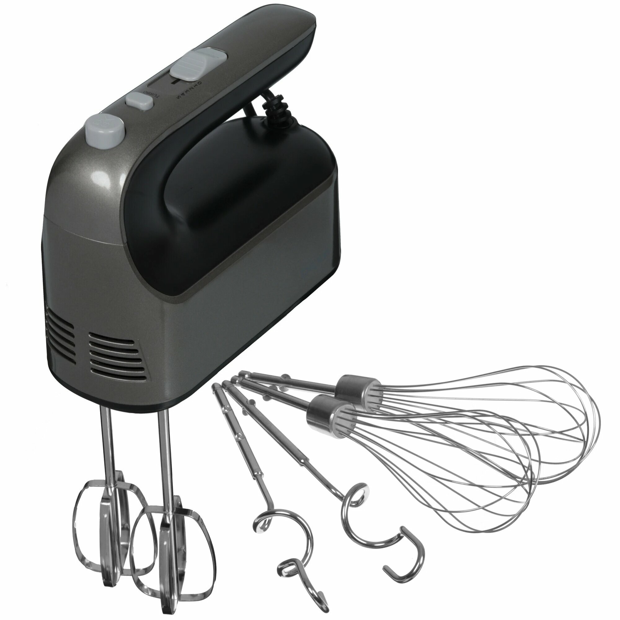 Миксер DEXP DHM-600S, мощность 600 Вт, 5 скоростей, функция турбо, серебристый