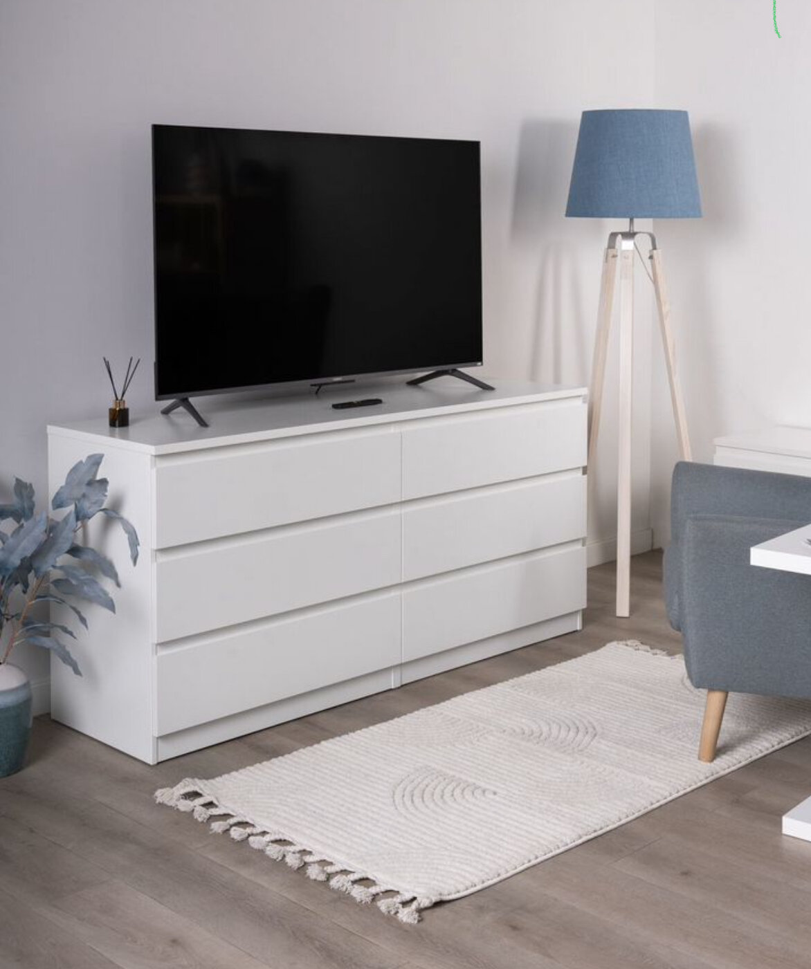 Комод "мальта" 6 ящиков 160x48x76см белый в стиле Икеа ЛДСП вместительный