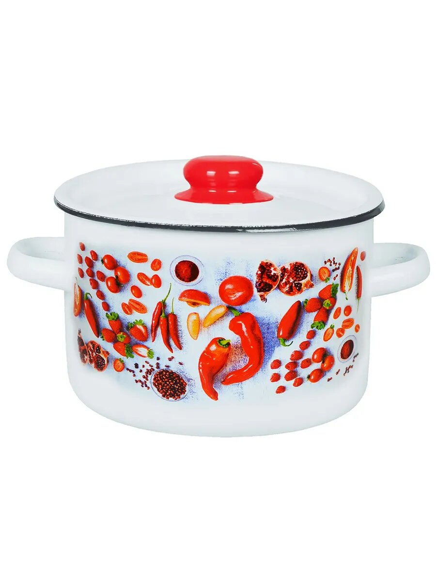 Кастрюля эмалированная Appetite Паприка, с крышкой, 4,5 л