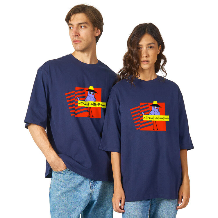 Футболка темно-синяя оверсайз «Привлечь внимание»