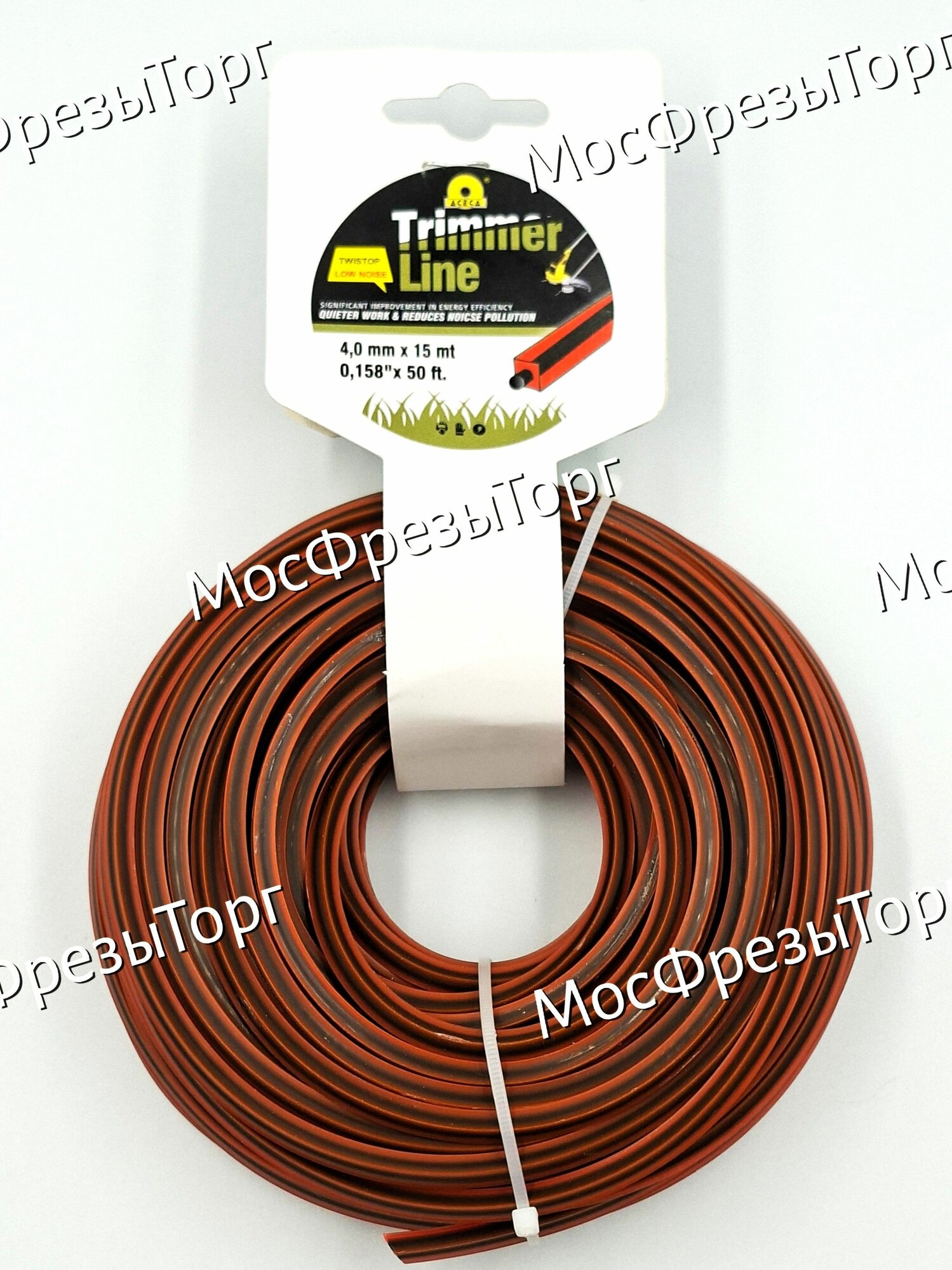 Леска для триммера 4.0 мм х 15 м сечение квадрат с усиленной жилой