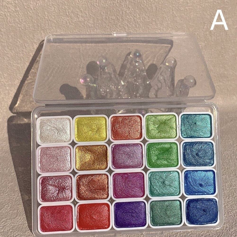 20 Набор акварельных пигментов для дизайна ногтей с металлическим жемчугом