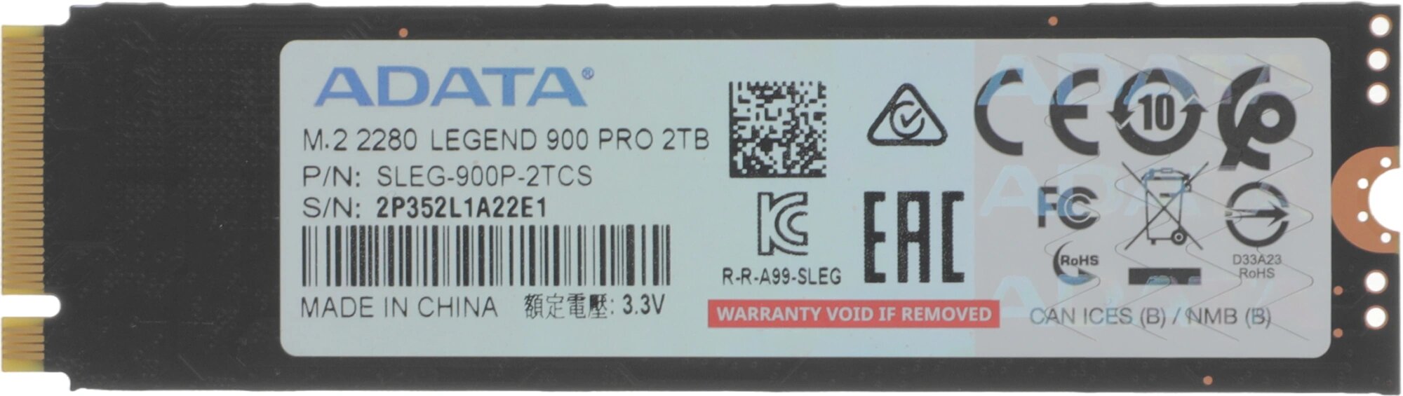 Накопитель SSD A-Data PCIe 4.0 x 2TB SLEG-900P-2TCS Legend 900 Pro M.2 2280