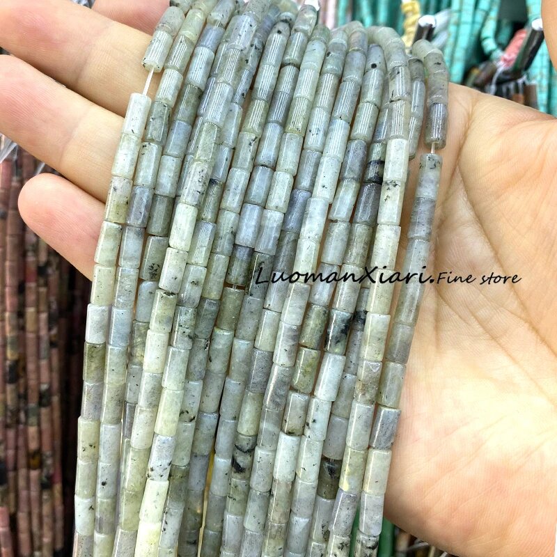 Бусины лабрадорит серый 4x9 мм, 18-20 шт