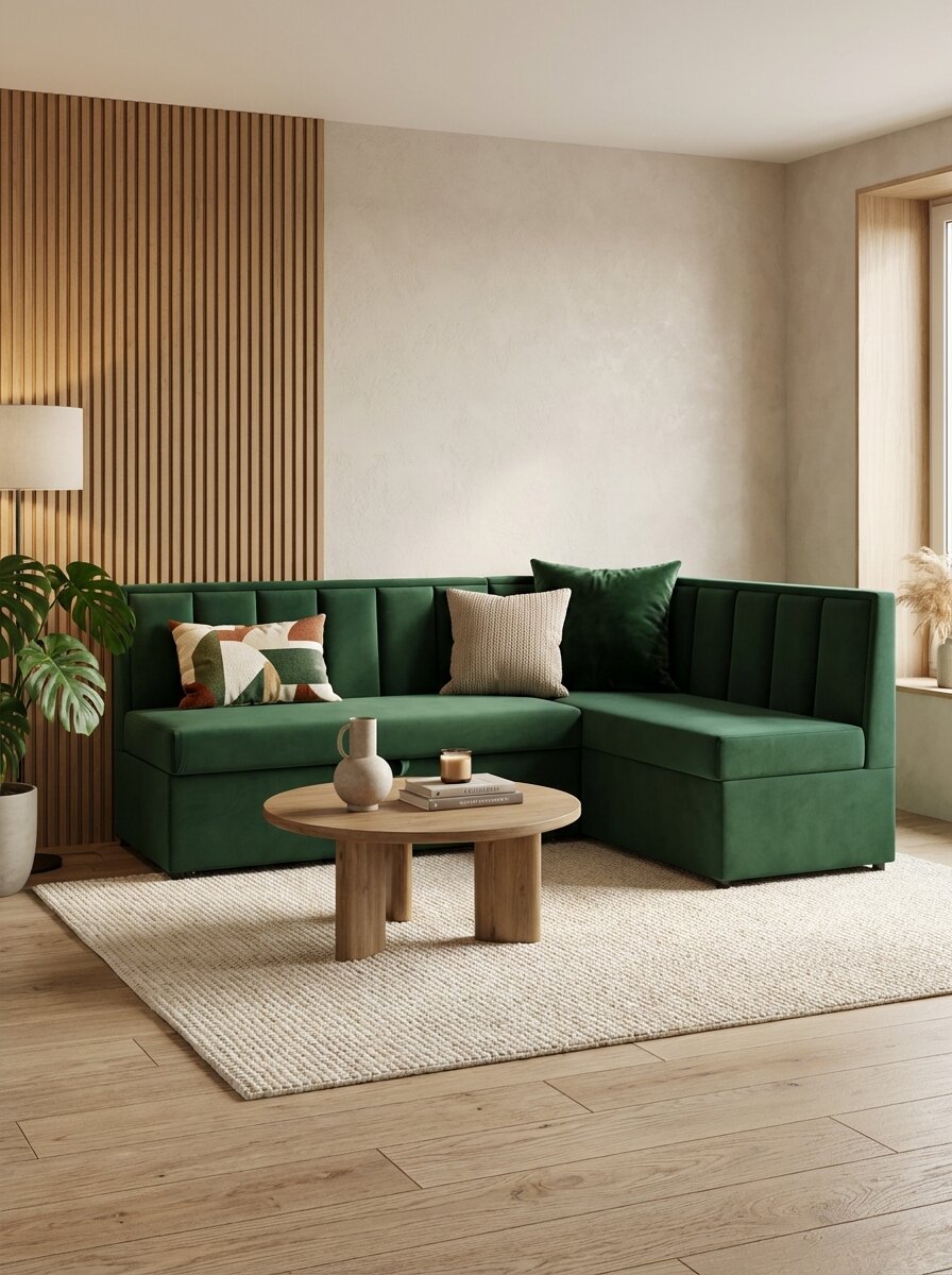 Кухонный уголок Santorini угол правый, зеленый