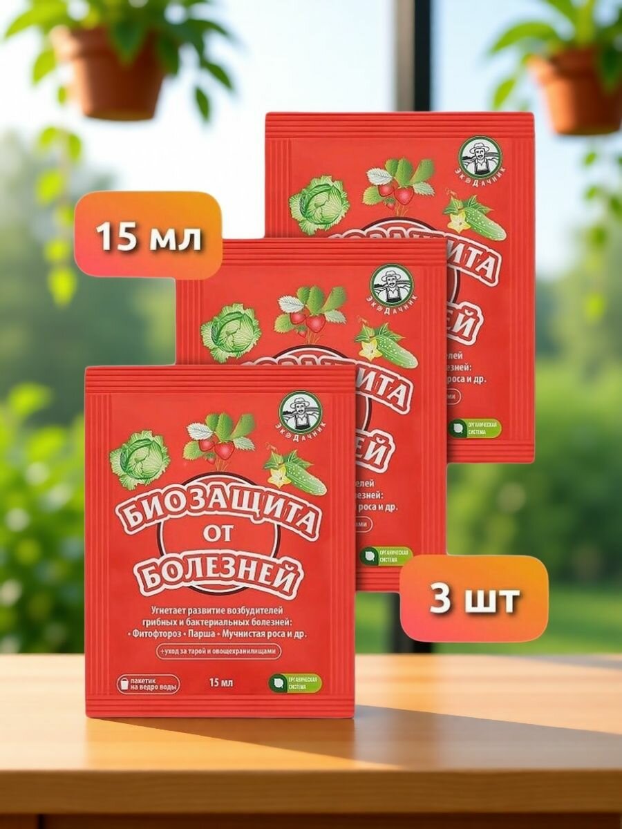 Биозащита от болезней Экодачник 15 мл, 3 шт
