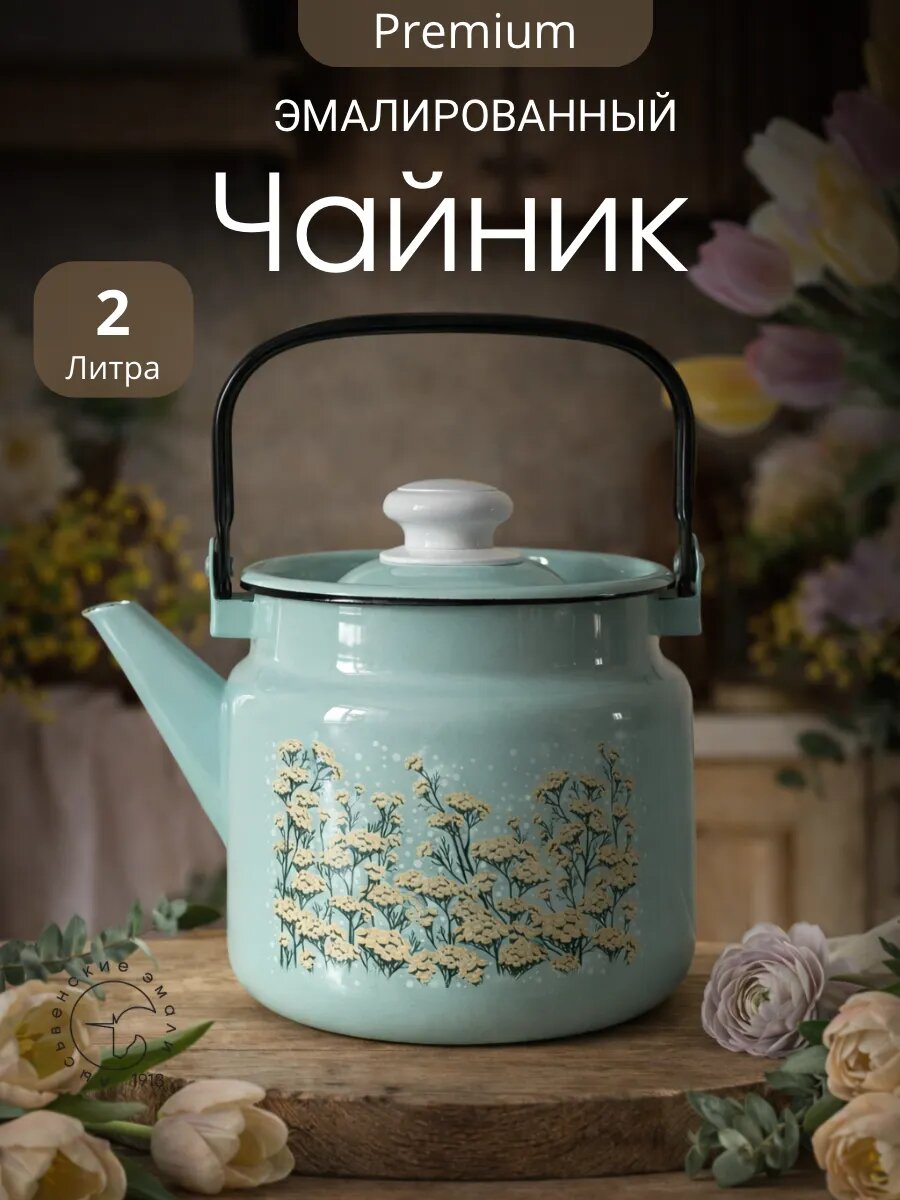 Эмалированный чайник для плит 2 литра