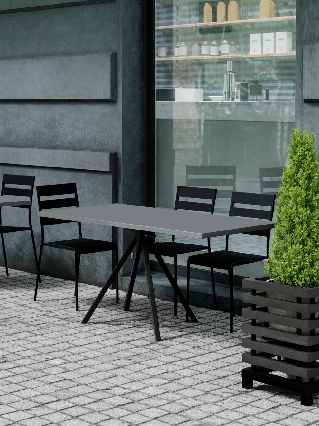 Стол для кафе Итальянец. Стол обеденный, 90х60 см, Серый, черный 25 мм