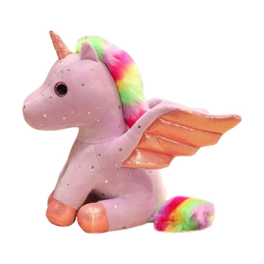 Мягкая игрушка Unicorn 30cm Purple с радужной гривой, крыльями и хвостом, плюшевый единорог для девочек