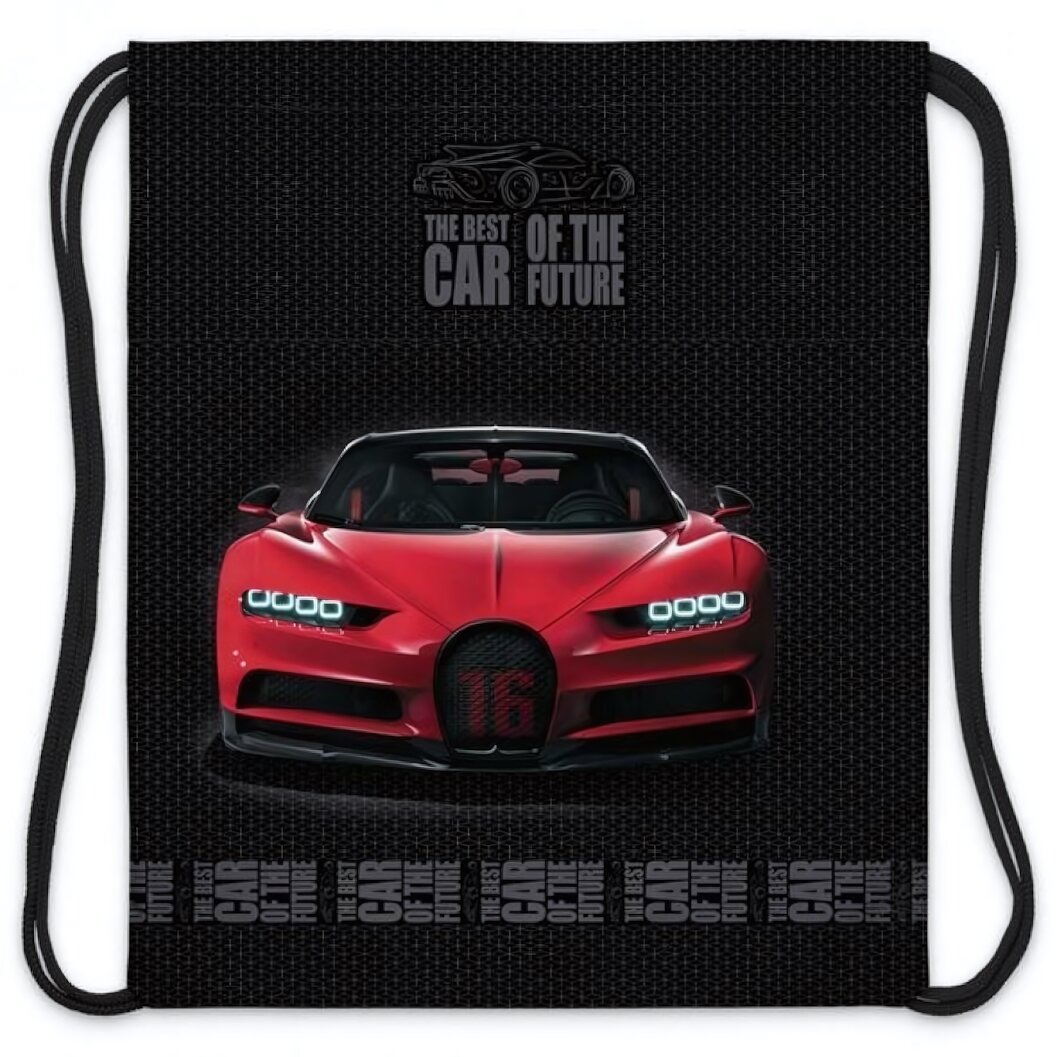 Мешок для обуви 41х49см, черный/красный, 'Best car', 1 отделение с петлей