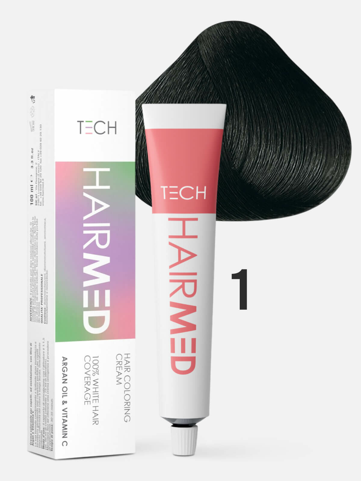 Крем - краска для волос профессиональная Hairmed 1 Черный, 100 мл